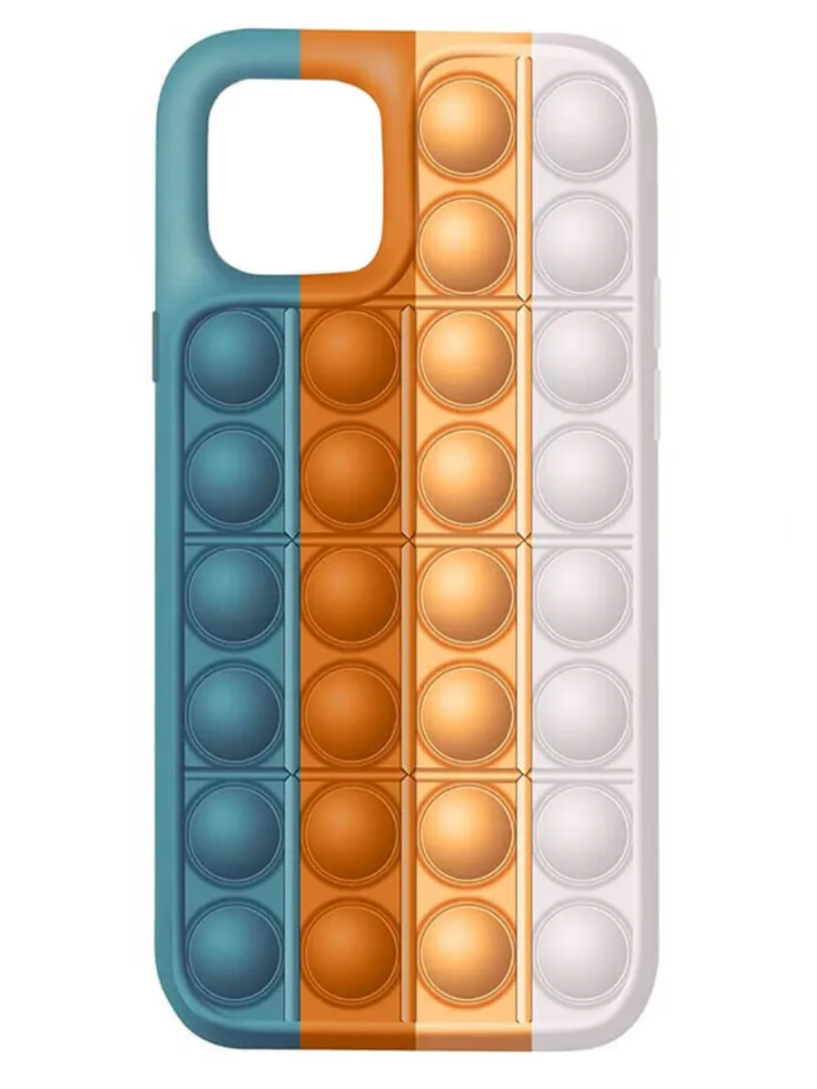 Чехол Антистресс Pop It для iPhone 11 Pro Max (темно-зеленый/оранжевый/желтый/белый)