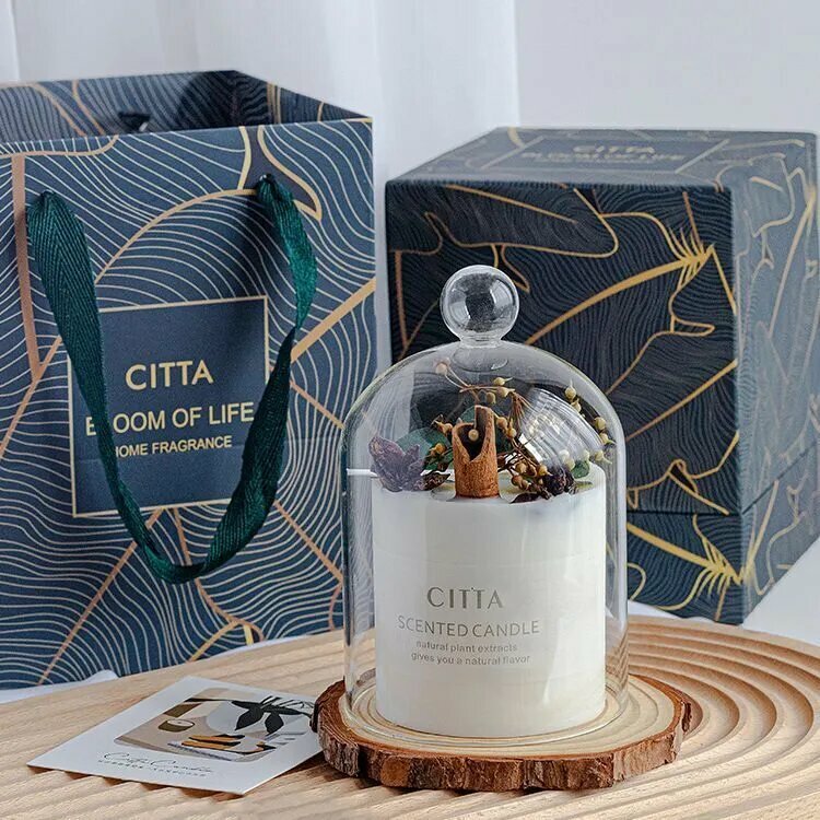 Свеча ароматическая "Premium Perfumed Candle / Натуральные экстракты вербены, бергамота и апельсина", 9 см х 7 см, 1 шт