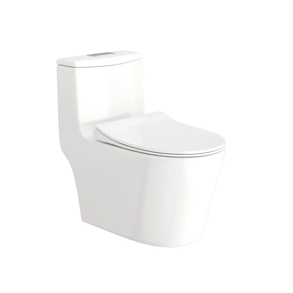 Унитаз-моноблок напольный Teymi Solli T41101 с микролифтом, безободковый, фарфоровый, антивсплеск, белый, с нижним подводом, овальный