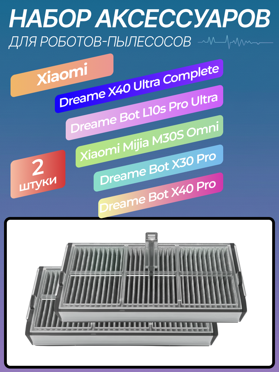 Набор фильтров для роботов-пылесосов Dreame X40 Ultra Complete, L1Os Pro Ultra, Xiaomi M30S Omni, X30 Pro, X40 Pro
