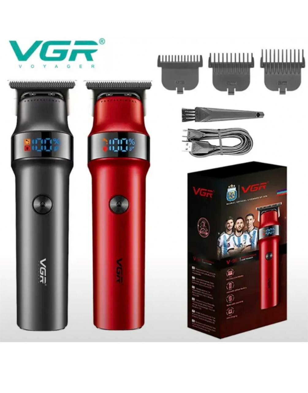 Триммер VGR V-987, для бороды, усов и тела, нержавеющая сталь, быстрая зарядка