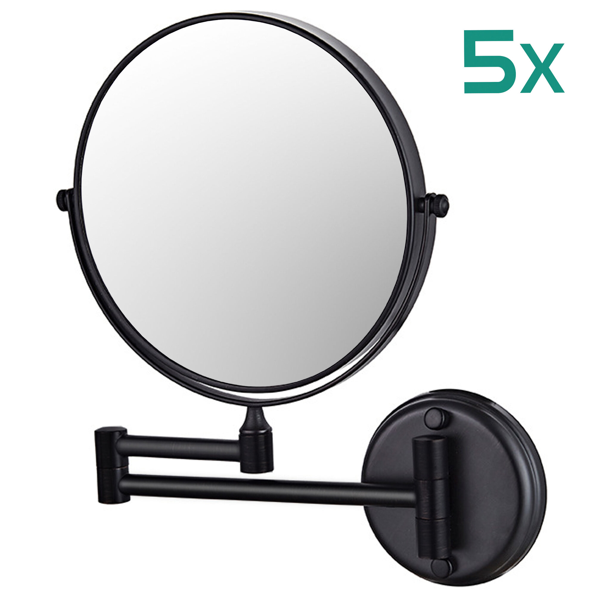 Настенное косметическое зеркало с увеличением 1X/5X LaiM 20303 (black)