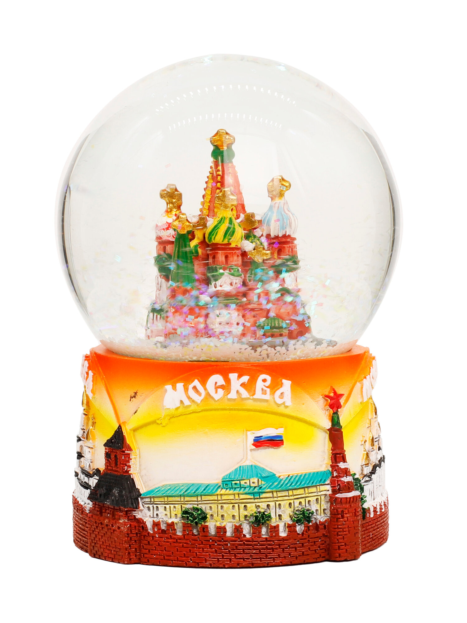 Снежный шар Москва. Кремль, желтый, диаметр шара 65мм