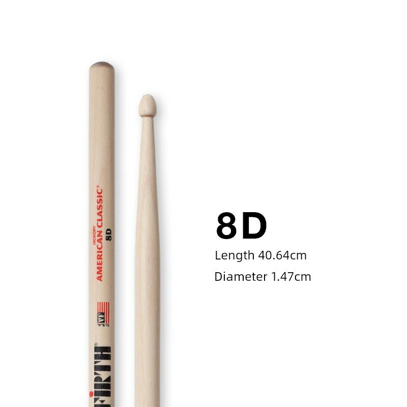 Vic Firth 8D Барабанные палочки, ореховая древесина, стандартный наконечник, размер 8D, прочные палочки для перкуссии