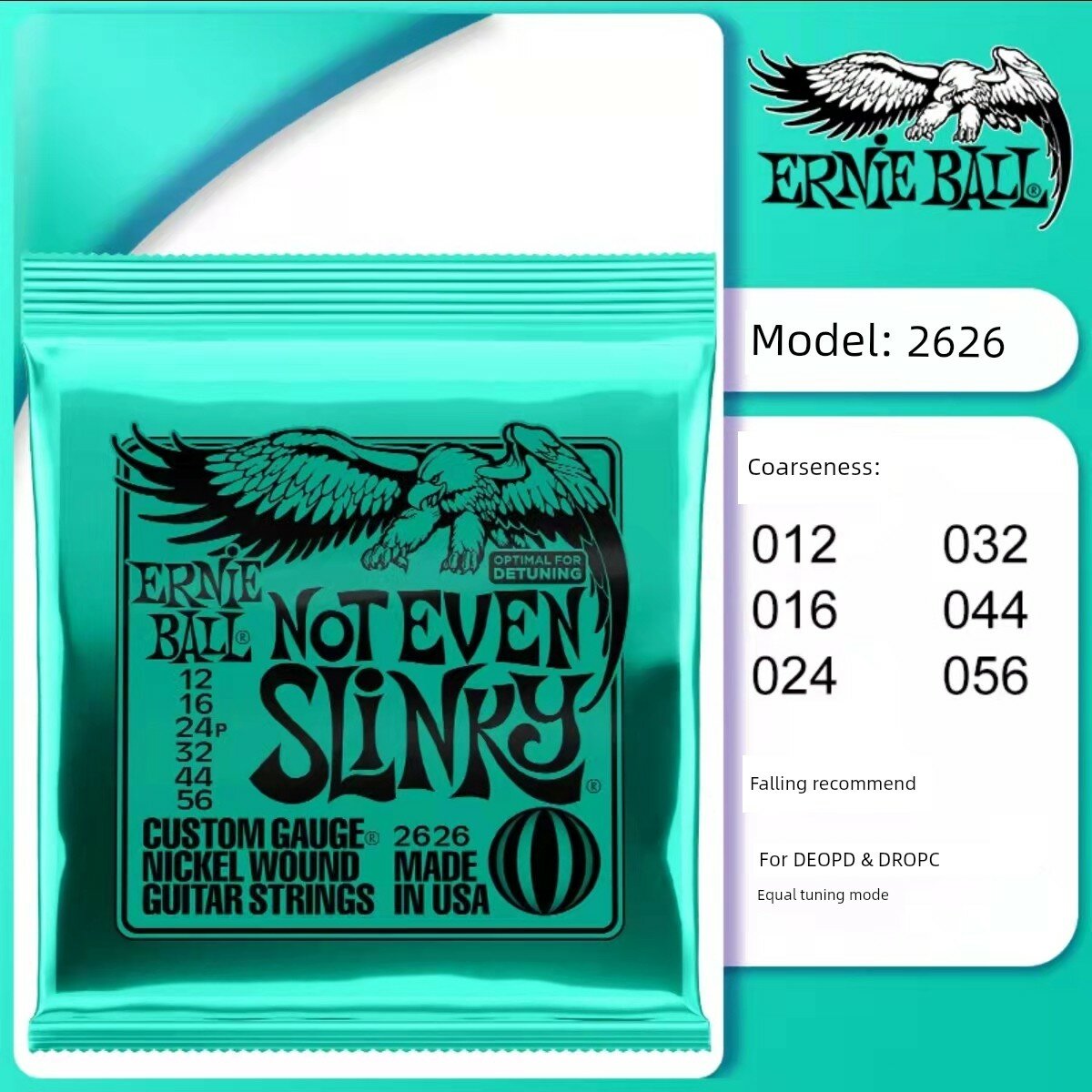 Набор струн Ernie Ball 12-56, премиальные никелевые, сделано в США, струны для электрических и акустических гитар