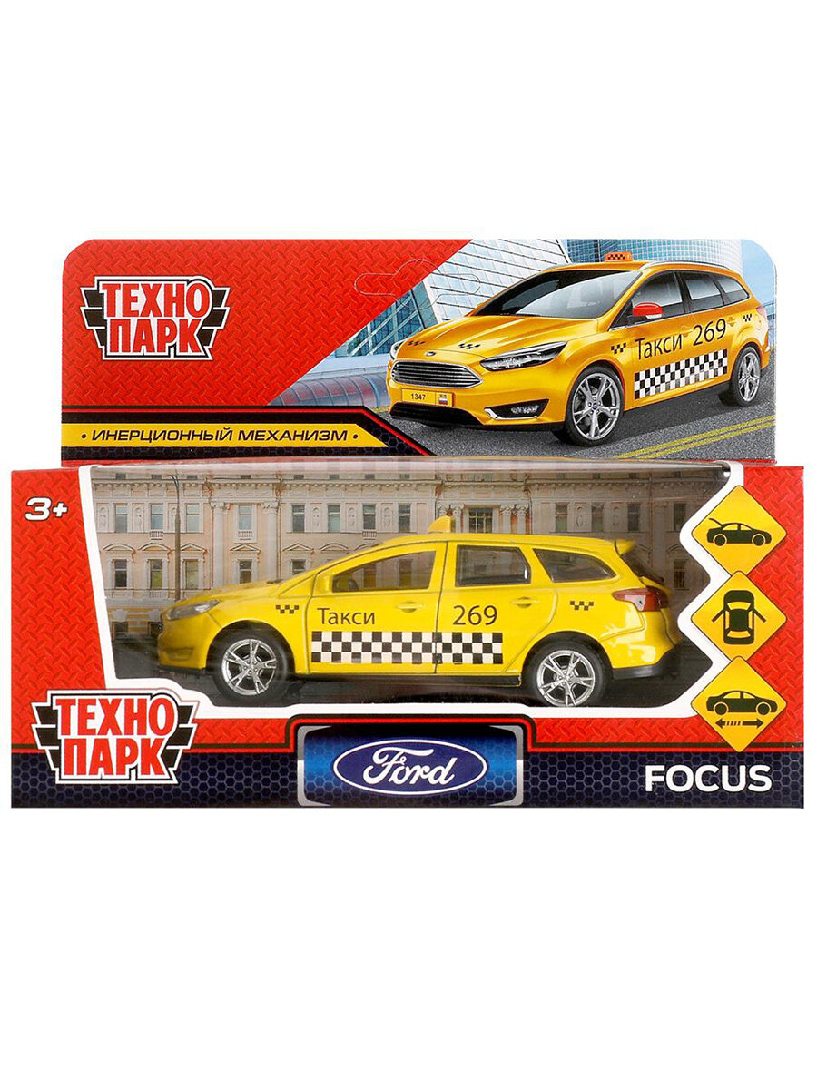 Технопарк Машина Ford Focus Turnier Такси 12 см желтый металл FОСUSSW-12ТАХ-YЕ с 3 лет