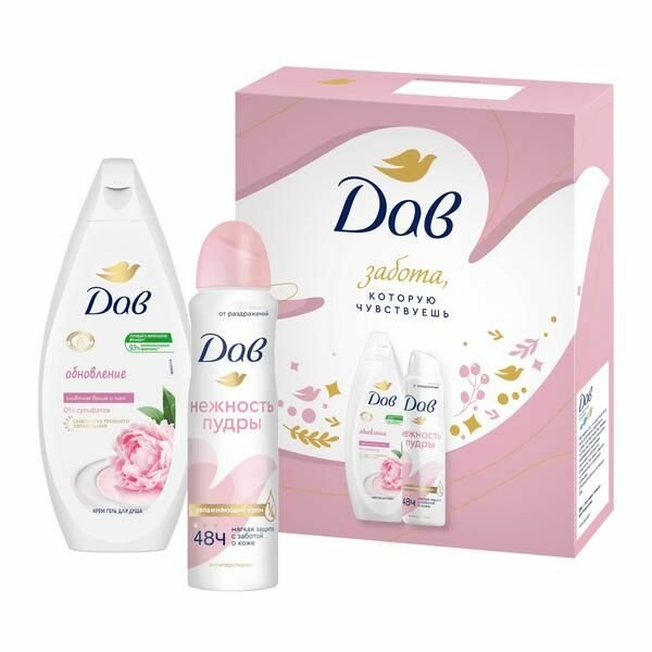 Подарочный набор женский Dove обновление, крем-гель для душа 250 мл, дезодорант антиперспирант 150 мл