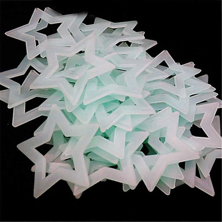 Светящиеся 3D звезды наклейки на стену 50 шт Белый, 12