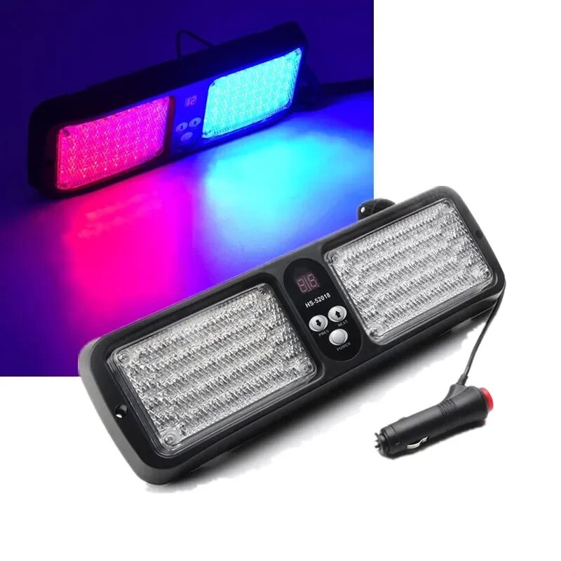 SMD 86LED стробоскоп, полицейские огни, автомобильный козырек, стробоскоп, мигающий стробоскоп, интерьер автомобиля, лобовое стекло, солнцезащитный козырек, аварийная мигающая фотовспышка Red Blue