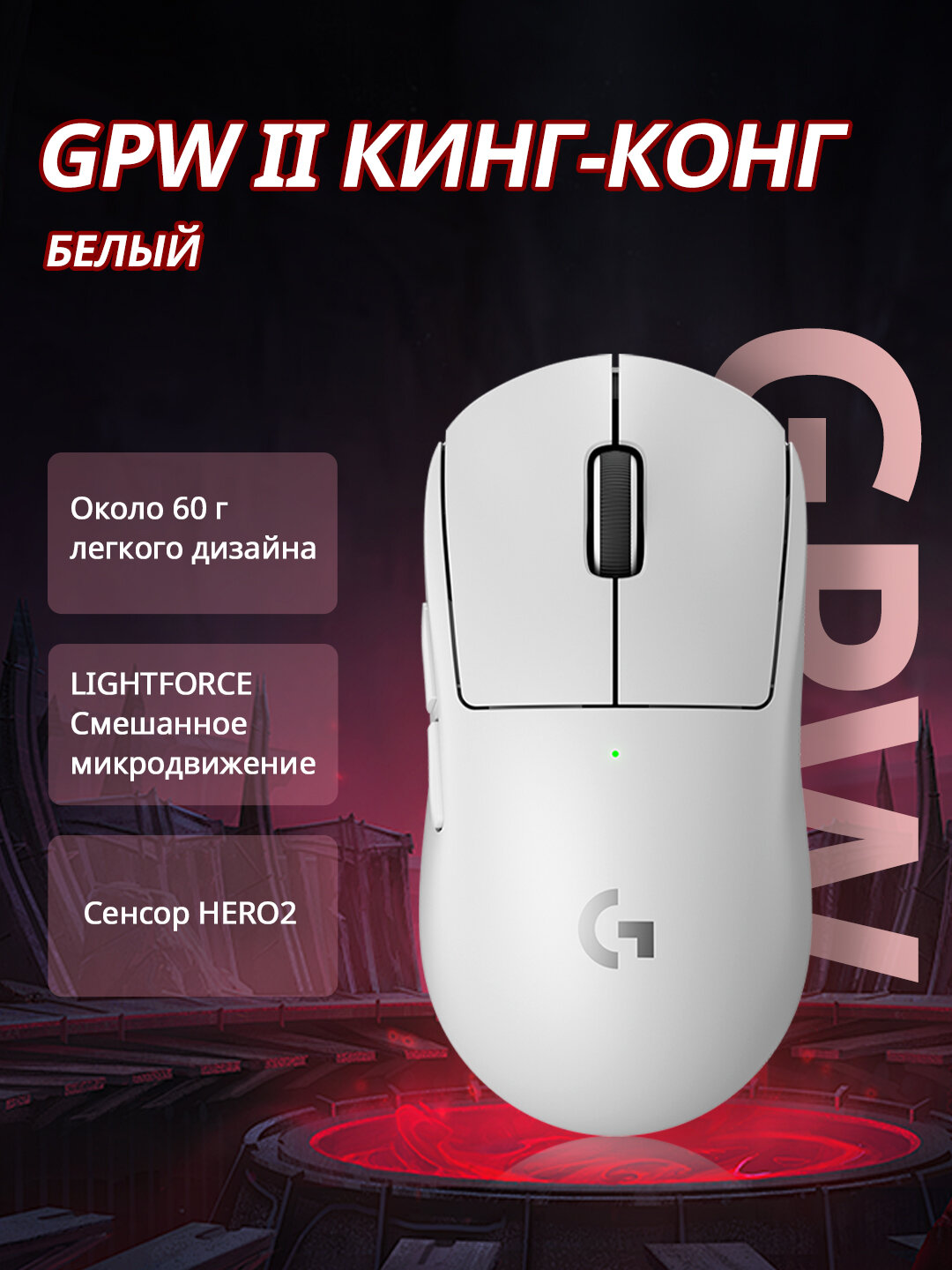 Logitech G PRO X SUPERLIGHT 2 SE Ultralight Wireless Gaming Mouse GPW2 Upgrade White Порт для зарядки Type-C