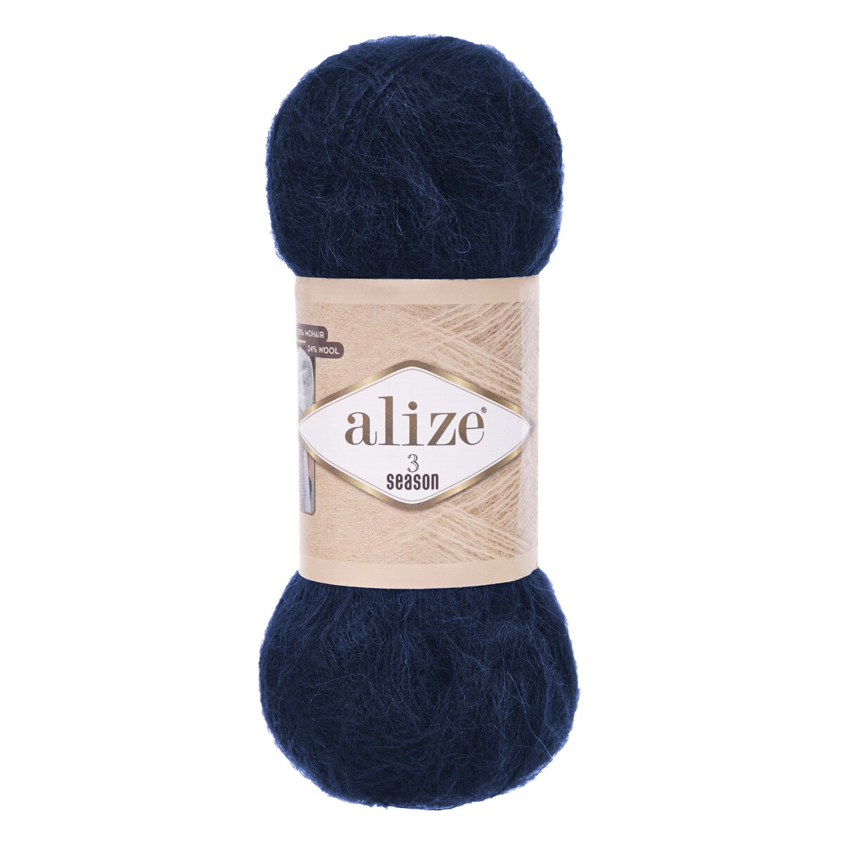 Пряжа для вязания ALIZE '3 SEASON' 100г 500м (25% мохер, 24% шерсть, 51% акрил) (58 т. синий), 5 мотков