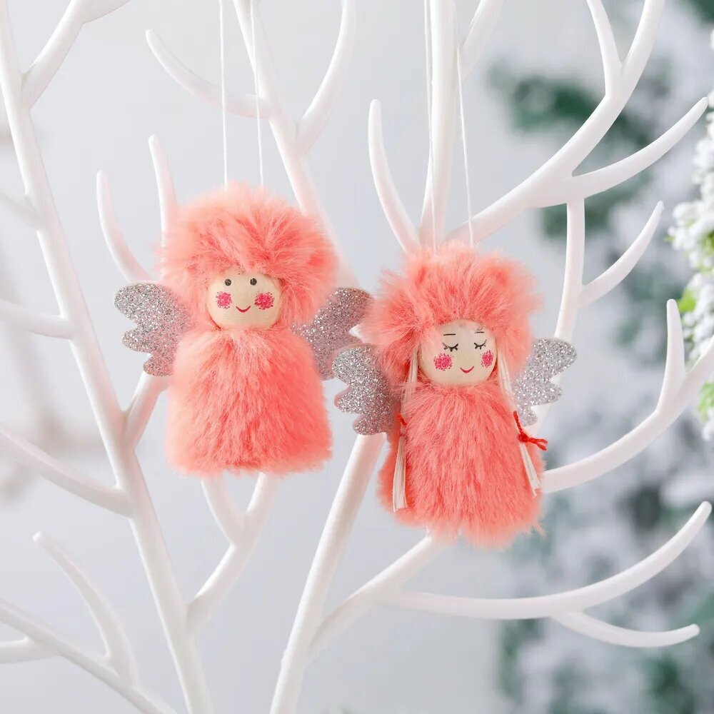 Елочные украшения 7 см Сказочный персонаж темно-розовый 2 шт.