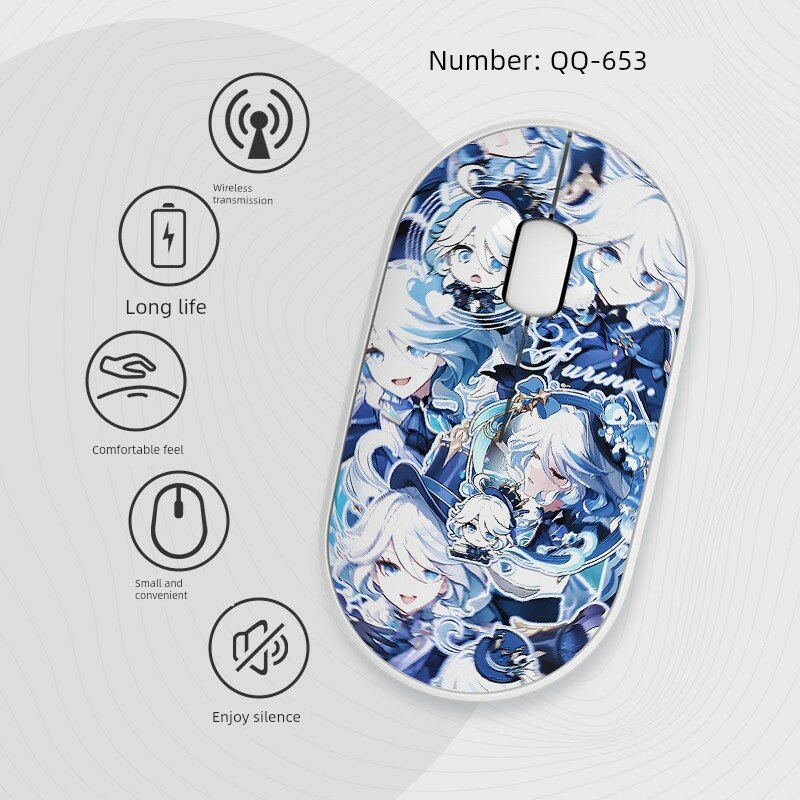 Беспроводная мышь Genshin Impact, Bluetooth, бесшумная, с зарядкой, для ноутбука, настольного компьютера, офиса, игр,