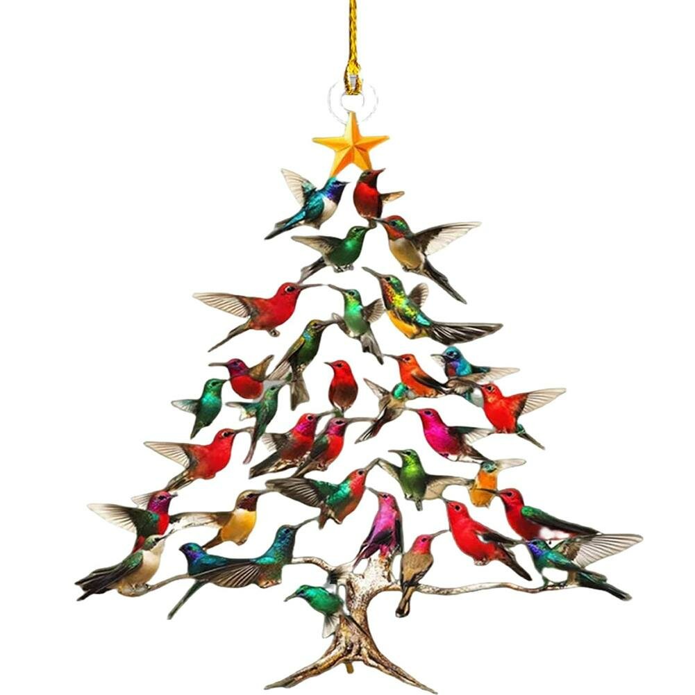 Рождественская елочная игрушка «Колибри», красочное украшение для елки с колибри, многоярусная елочная игрушка «Колибри» для Рождества, зимнее украшение для елки с колибри, для любителей птиц.