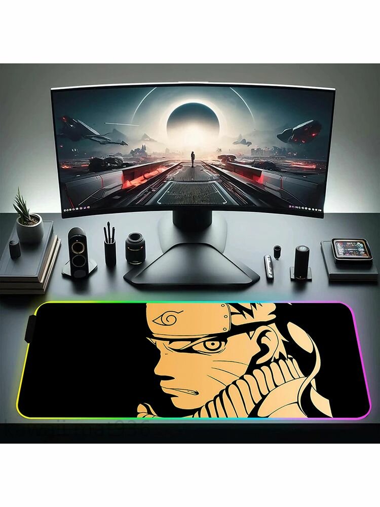 RGB LED NARUTO Светящийся ковер для рабочего стола из аниме-мультфильма "Наруто", размер 40x90xxl
