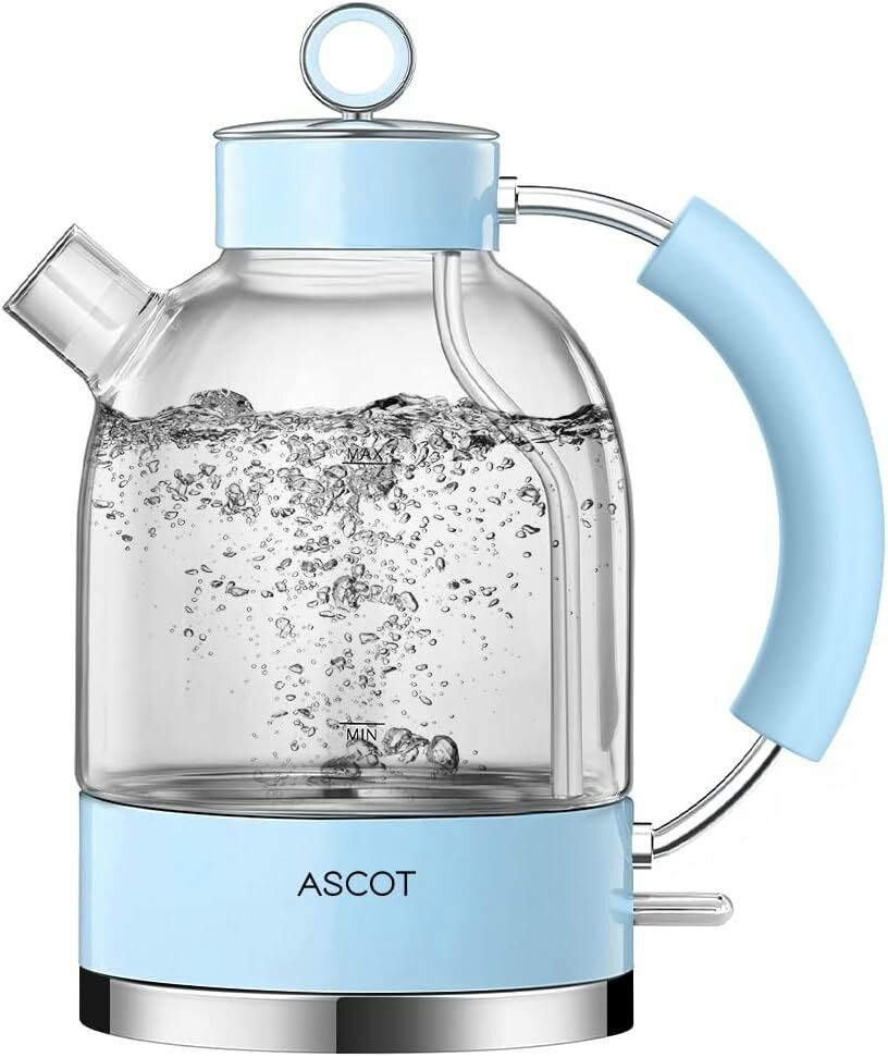 Чайник ASCOT Glass Electric Tea Kettle, 1,5 л - Blue
