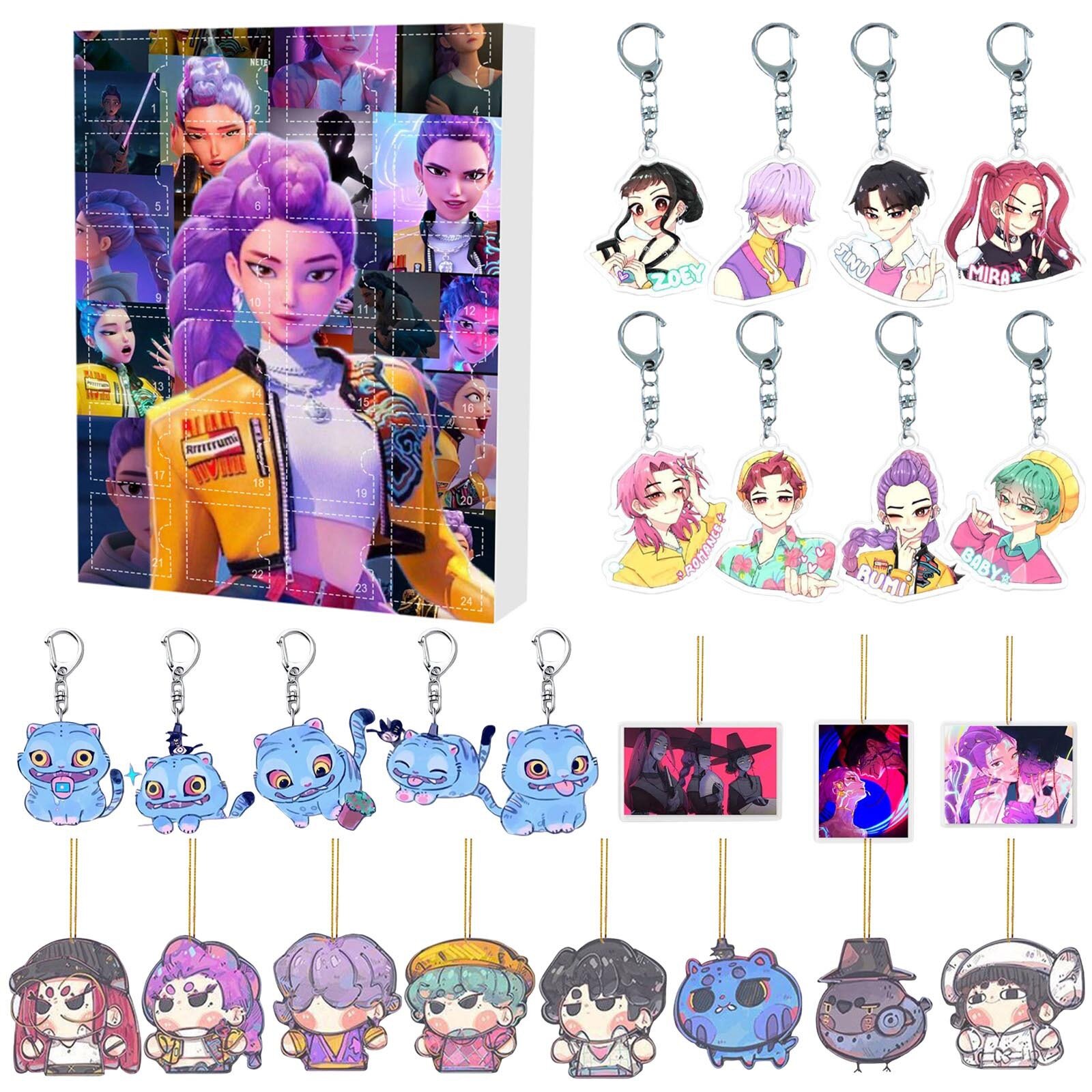 Рождественский адвент-календарь KPOP Witcher, подарочная коробка-рюкзак, акриловый брелок-подвеска