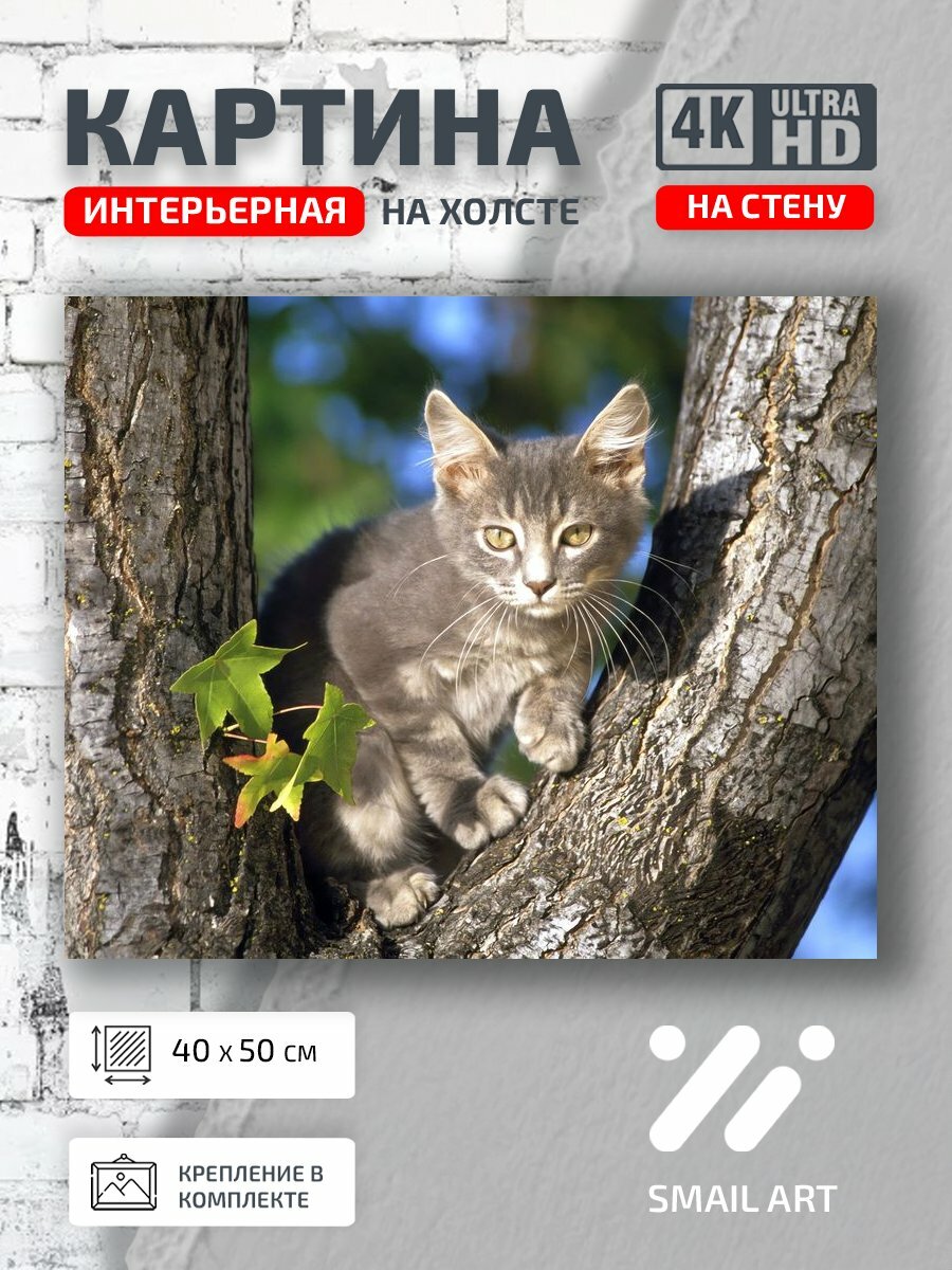 Картина на холсте интерьерная 40 на 50 на стену Дереве Animal для кафе animal style декор
