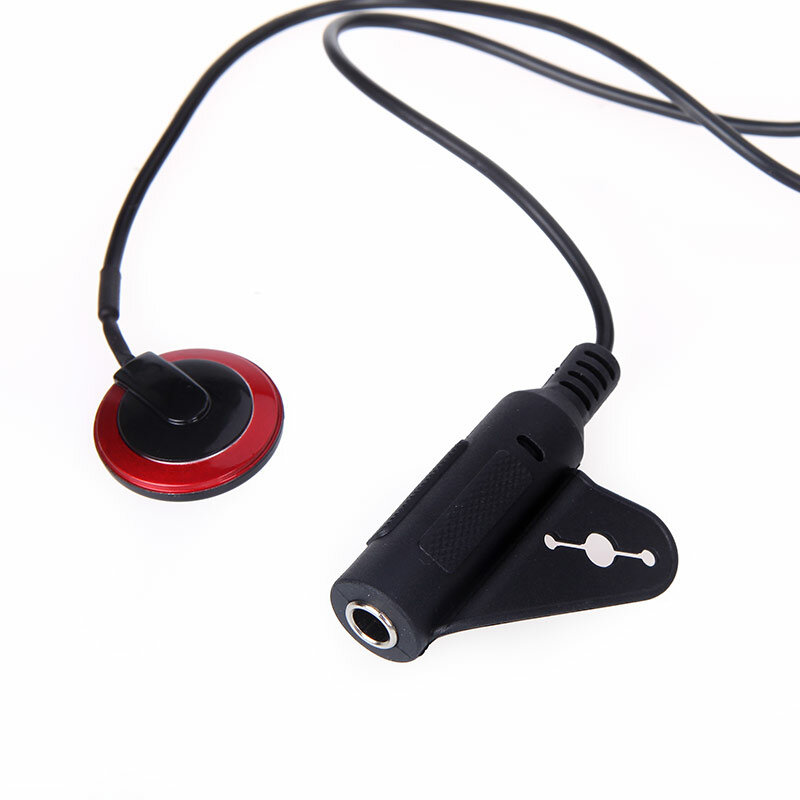 Микрофон Piezo Contact Pickup для гитары, скрипки, бан조, мандолины, укулеле, черно-красный цвет, длина кабеля 80см/31.5дюйма, разъем 1/4 дюйма, вес 35г/1.2 унции, 1 шт.