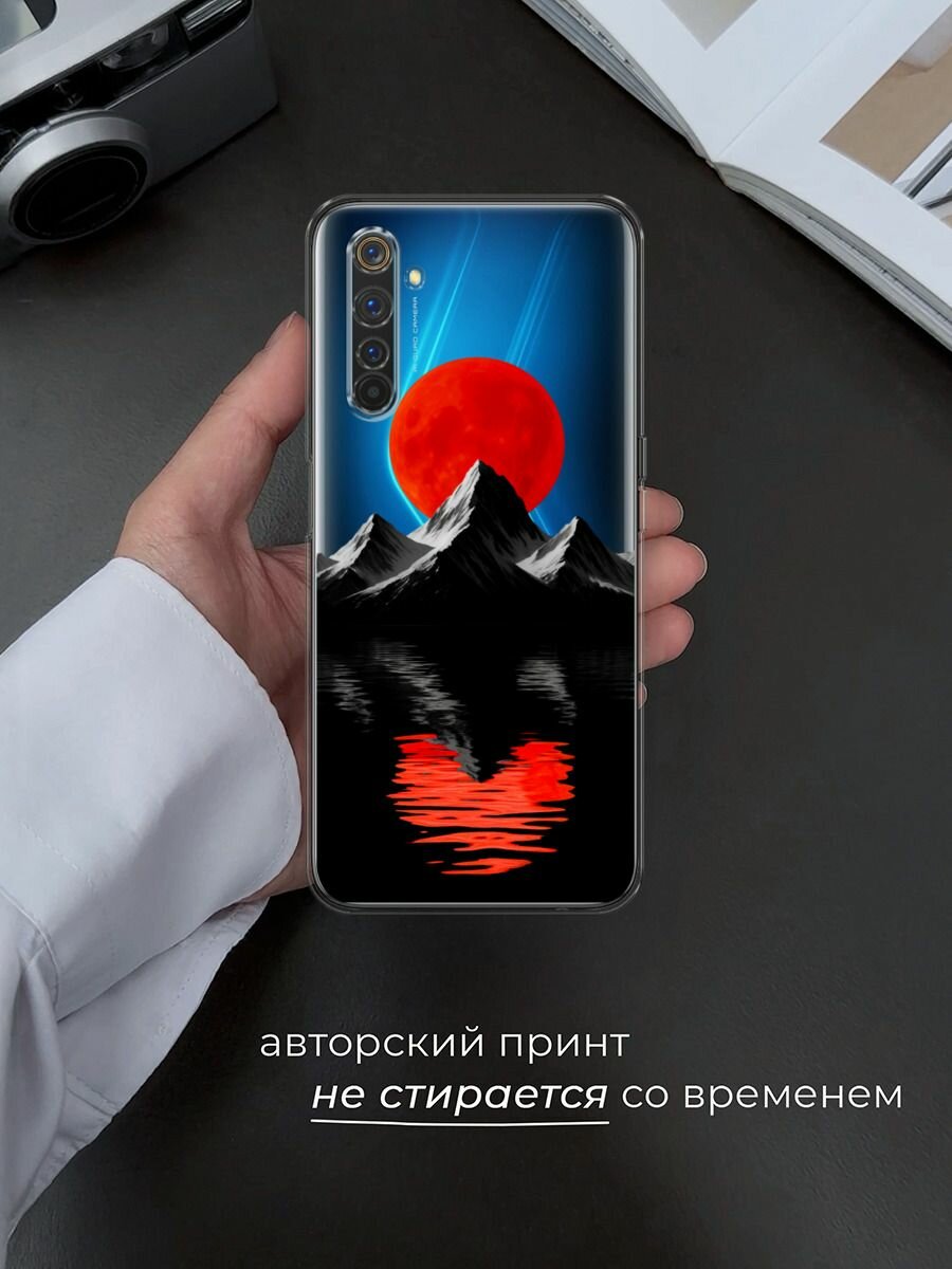 Чехол на Realme 6 Pro / Реалми 6 Про с принтом Черная гора, прозрачный — фото 1