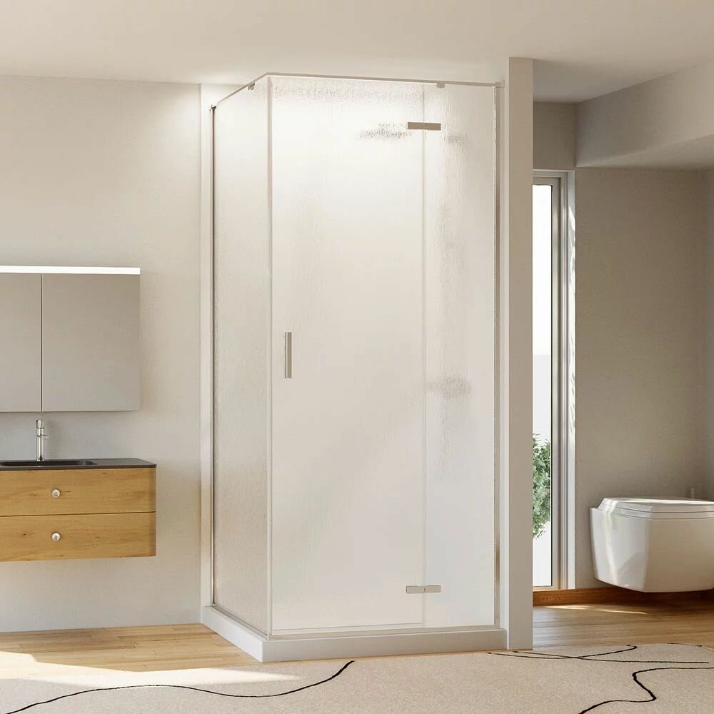 Душевой уголок Veconi Rovigo RV073R/R, 90х100 стекло дождь, профиль хром глянец RV073R/R-90100-06-C4, правосторонняя