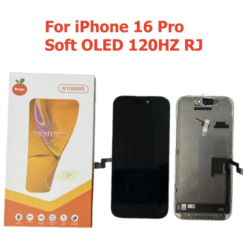 Для iPhone 16 Pro Max ЖК-дисплей 16 Pro, 3D сенсорный дигитайзер в сборе, 16 Plus, мягкий OLED-дисплей для iPhone 16 Pro, запасные части для экрана 16Pro Soft 120HZ