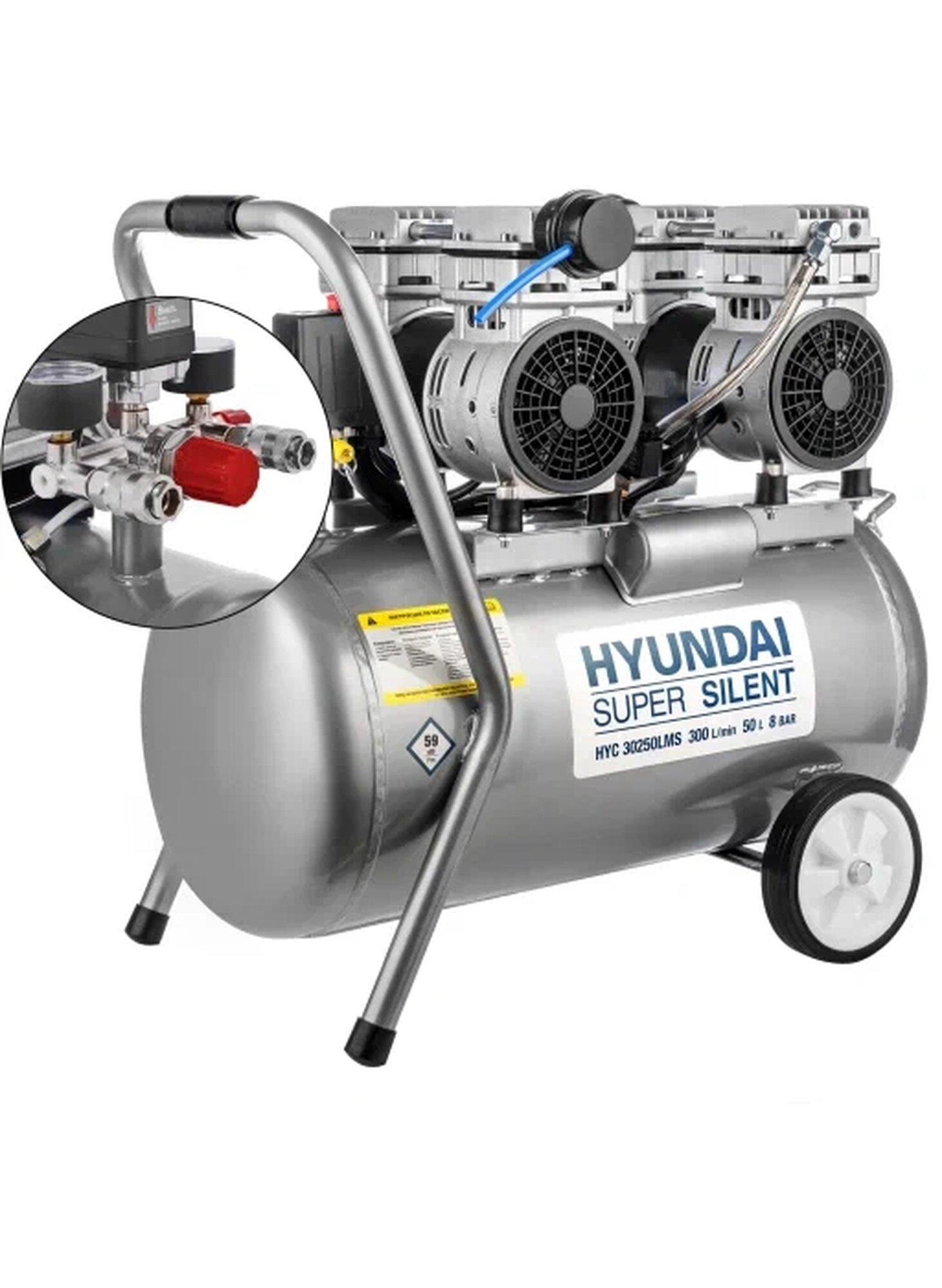 Компрессор Hyundai HYC 30250LMS, электрический, поршневой, безмасляный