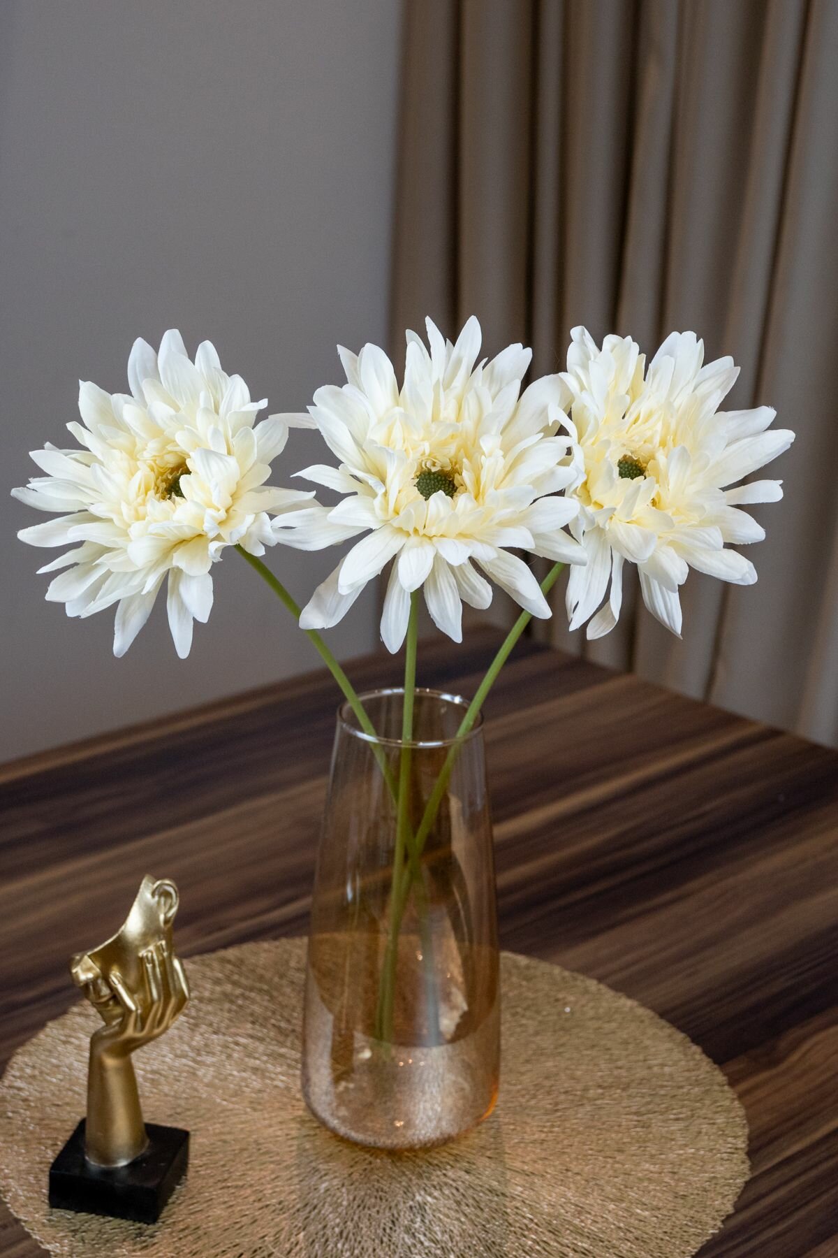 Цветы искусственные для декора флористов вазы премиум Гербера кремовая 3 ветки