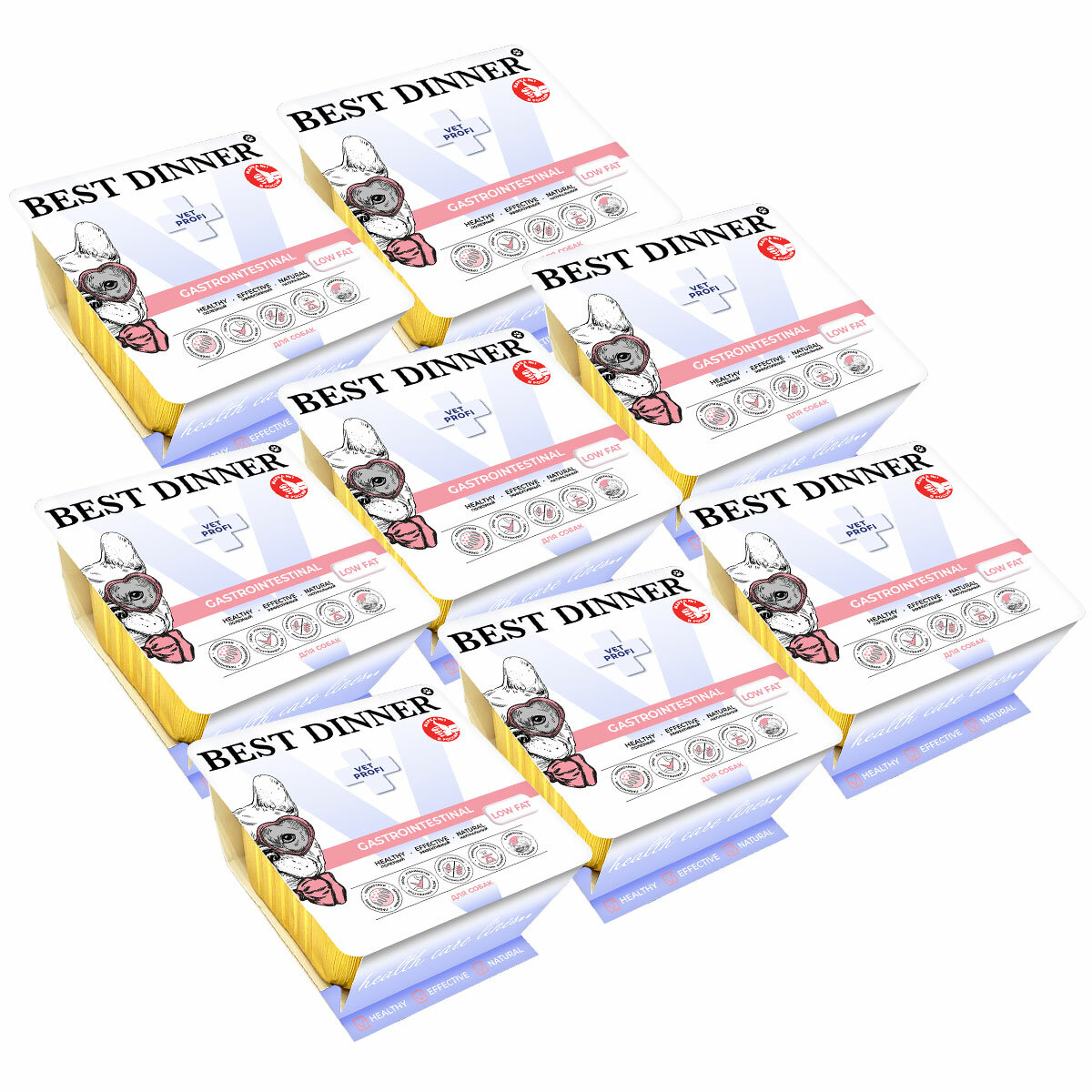 Корм влажный Best Dinner Vet Profi Gastrointestinal Low Fat для взрослых собак при заболеваниях желудочно-кишечного тракта с пониженным содержанием жиров паштет, индейка, 100 г х 8 шт