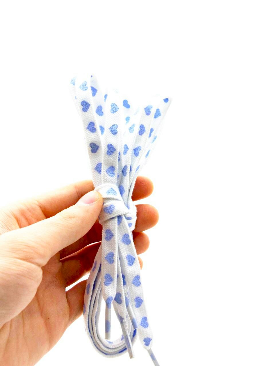 Спортивные шнурки "Сердечки" / Бело-синий / 1 пара шнурков / 120 см