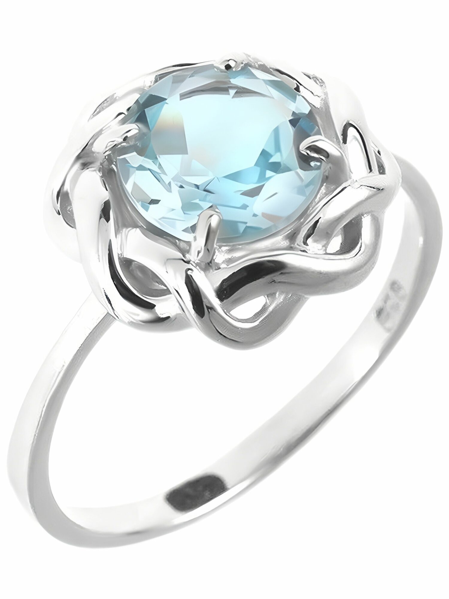 Кольцо тонкое, серебро, 925 проба, родирование, топаз