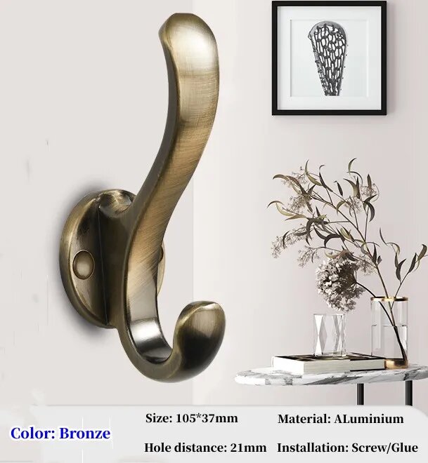 Двойной крючок Bronze, 105*37mm, алюминий