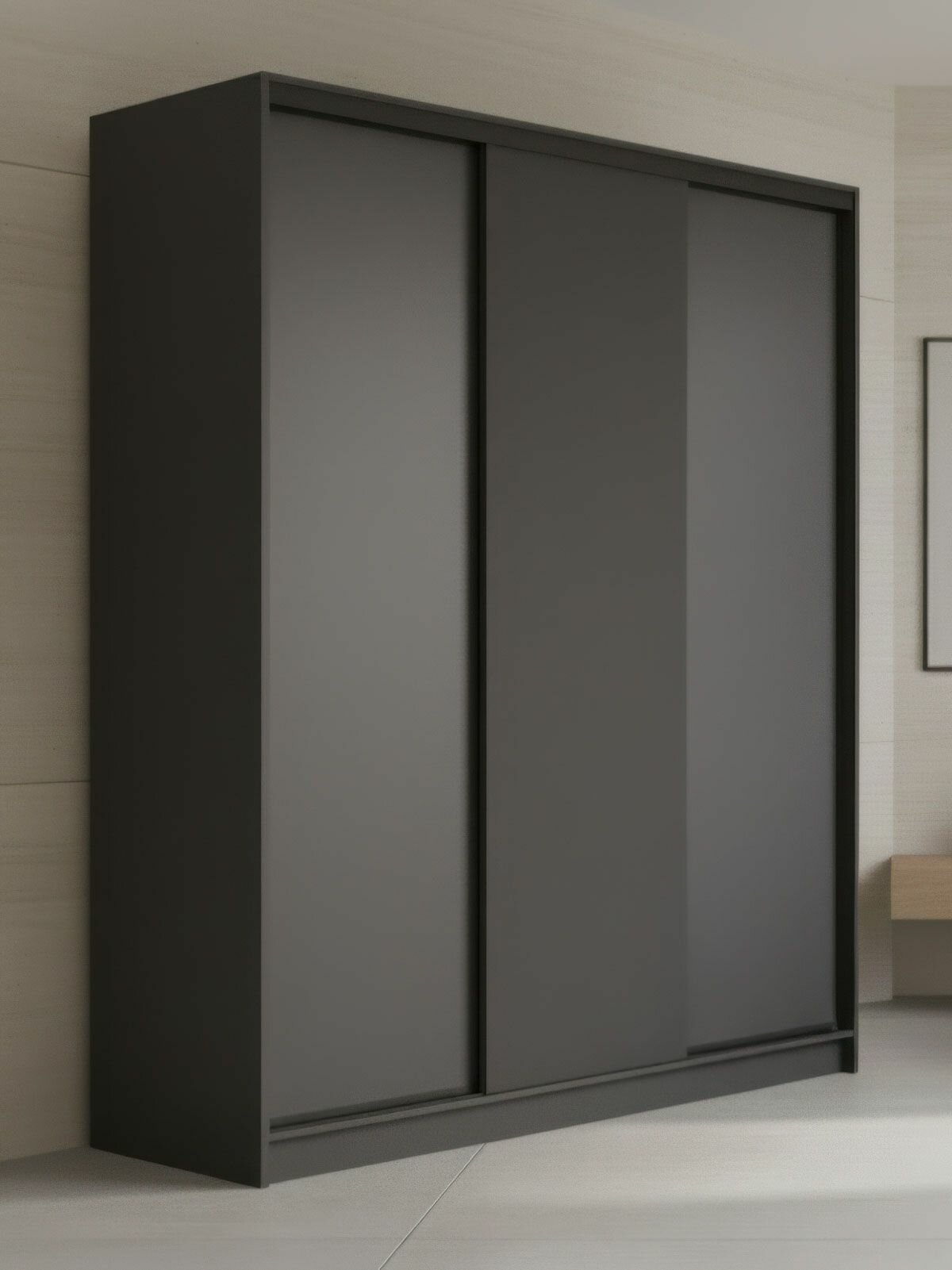 Шкаф-купе для одежды и хранения вещей Оптима с полками, со штангой для одежды, 180х59.5х229.5 см, Антрацит