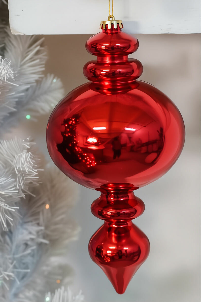 Ёлочная игрушка сосулька - фигурная фантазия, пластик, красная, 30 см, Winter Deco 3081113