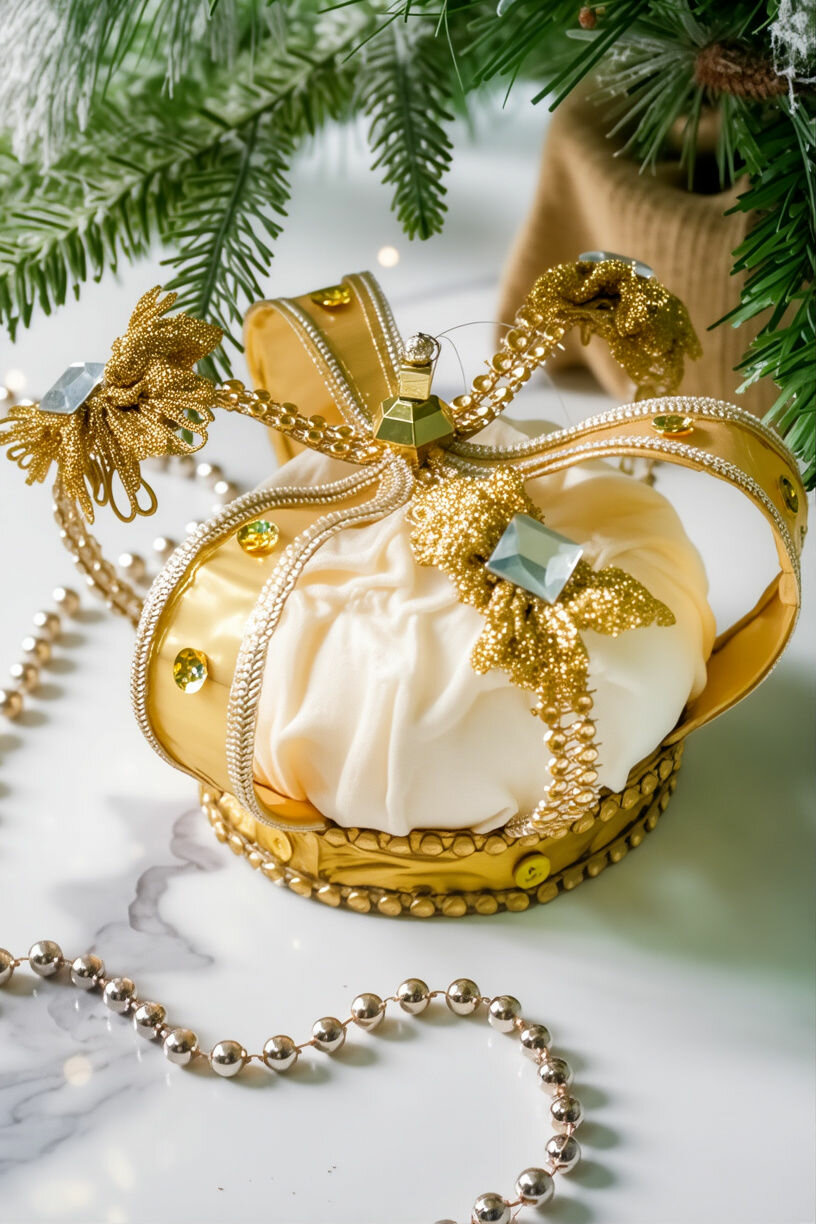 Ёлочная игрушка корона белой королевы, полиэстер, 16 см, Winter Deco 2007402