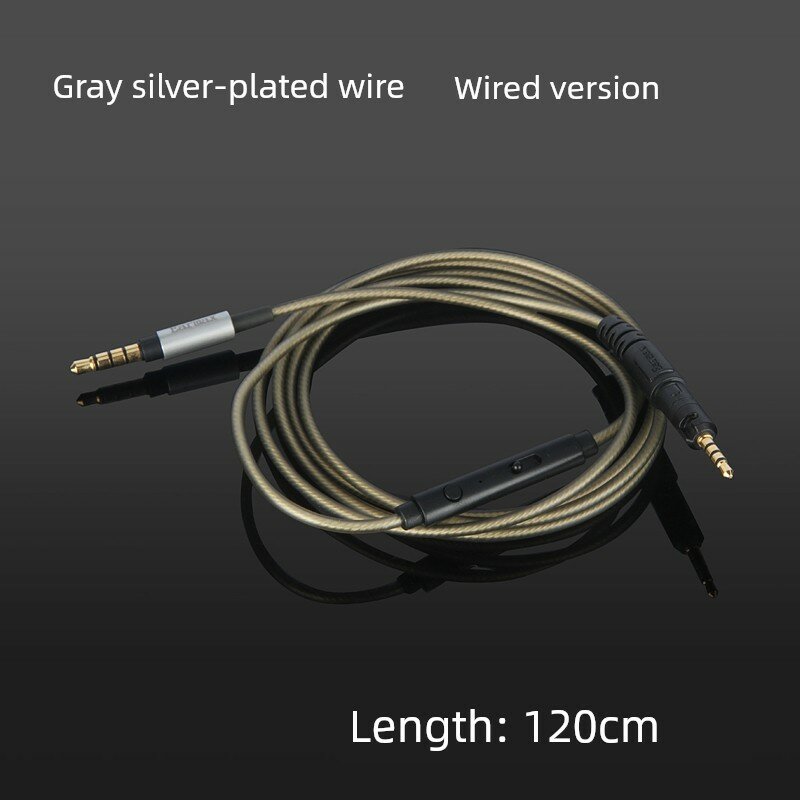 Балансированный аудиокабель ATH-M50X с серебряным покрытием, серым нейлоновым покрытием и микрофоном для наушников