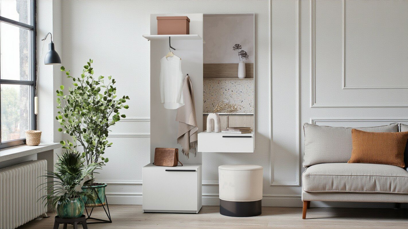 Прихожая Лорена Пакс-1 Белый Фасадный 0101 NOW 110x40x220 см, Дом мебели для вас