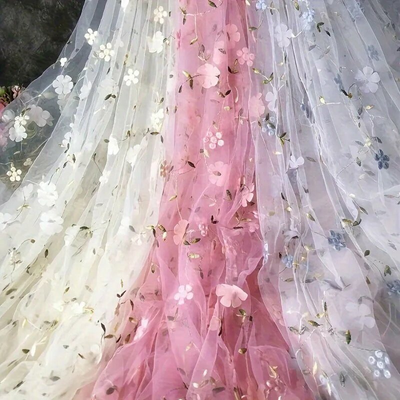 Ткань Сетка с Цветочным Принтом для Декор Одежды