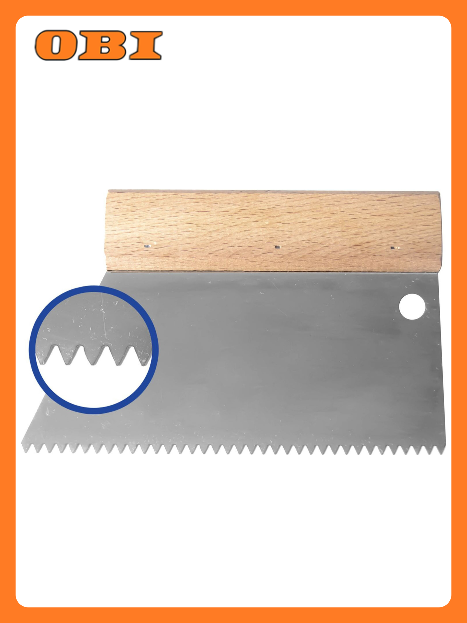 Шпатель зубчатый Dominus интек, нержавеющая сталь, деревянная ручка, 180мм