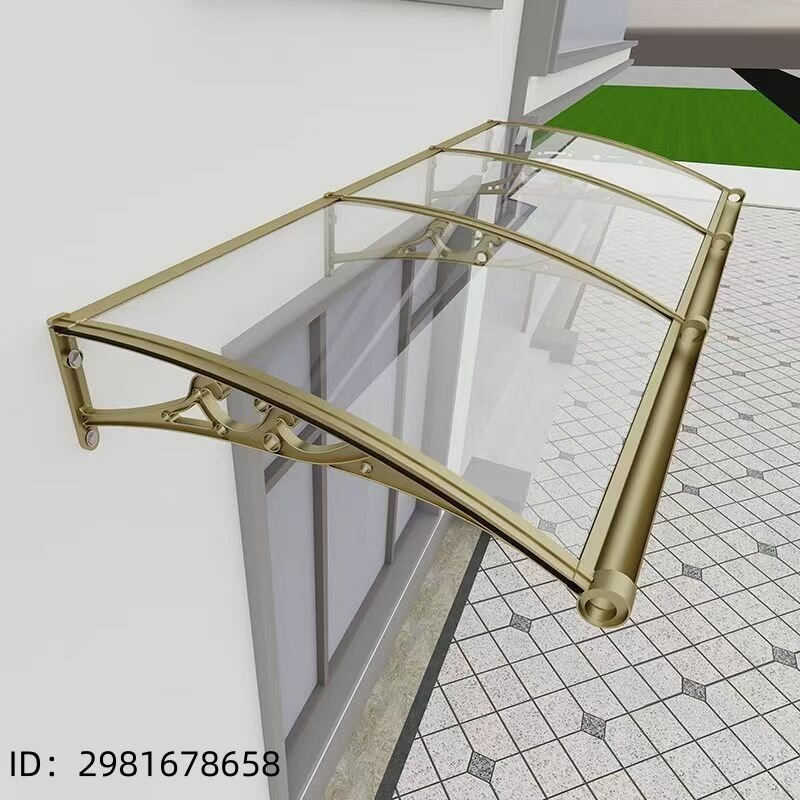 Навес для крыльца, 60*280 см, подходит для дверей/окон, черный кронштейн, коричневая поликарбонатная доска