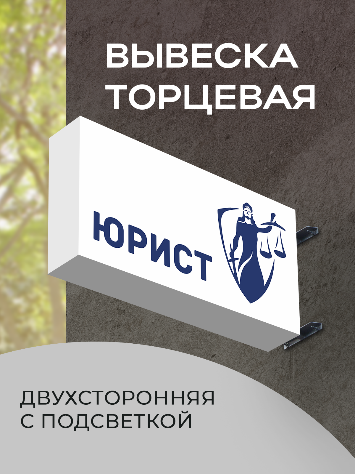 Вывеска торцевая двухсторонняя с подсветкой 30х60 "Юрист" 6 .