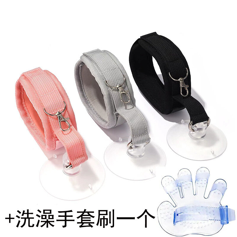 Держатель для купания кошек с анти-скользящими перчатками и щеткой - безопасный инструмент для ухода за котятами, черный