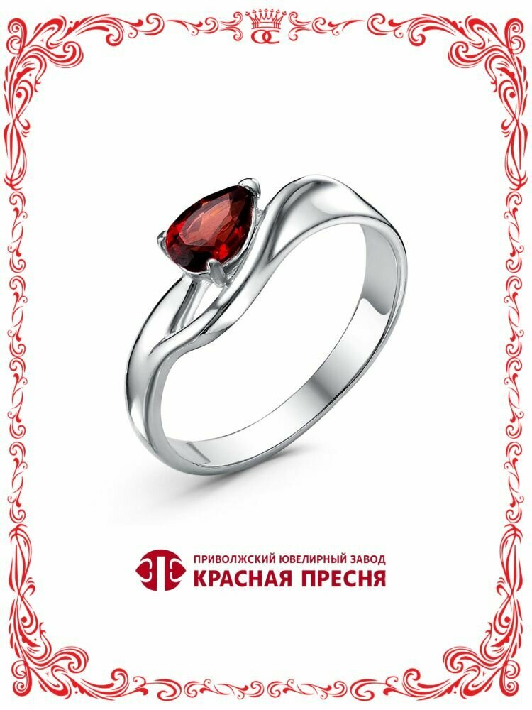 Кольцо, серебро, 925 проба, родирование, гранат