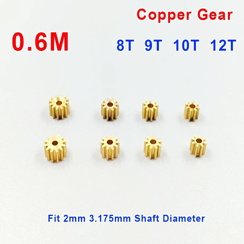 Металлические шестерни латунные 8T 9T 10T 11T 12T 0,6 м 8T 1.98mm Hole