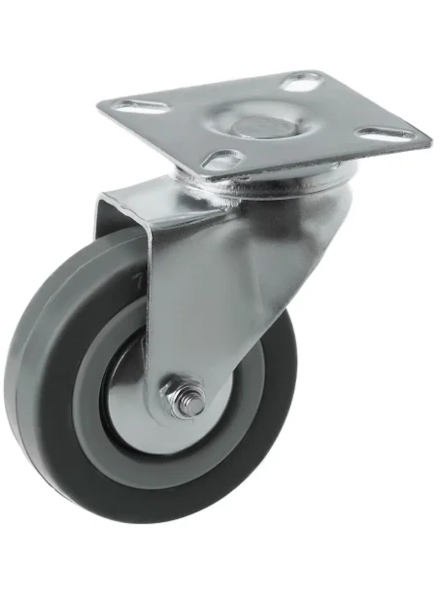 Ролик аппаратный серая резина ZipFit SCG25 с платформой поворотный d50-27кг