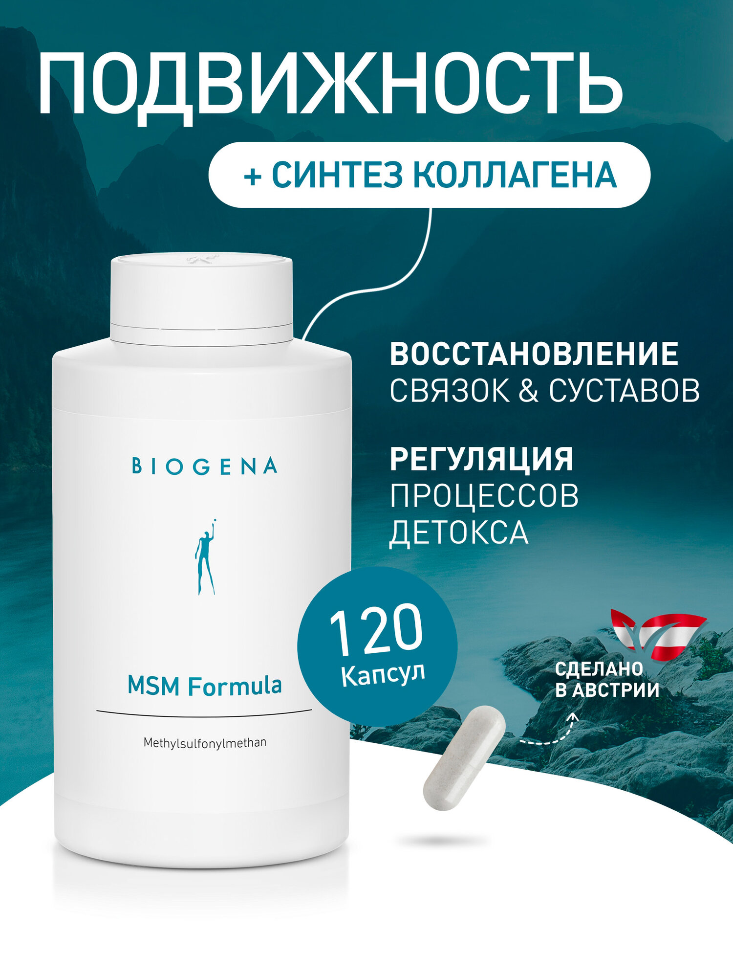 БАД для восстановления хрящевой ткани Biogena MSM-Формула (метилсульфонилметан)