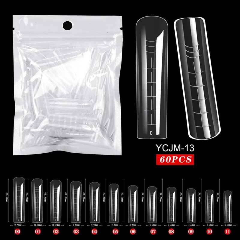 Формы для ногтей YCJM-13, 60 шт, прозрачные, Цвет: 13