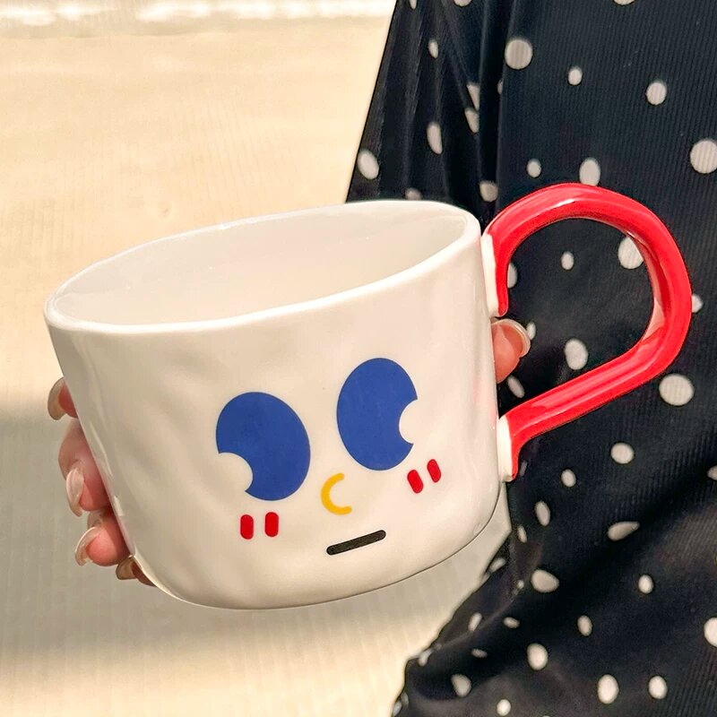 Кружка с большим глазами, кружка с широкой ручкой, керамическая чашка для напитков, домашняя чашка для завтрака, чашка