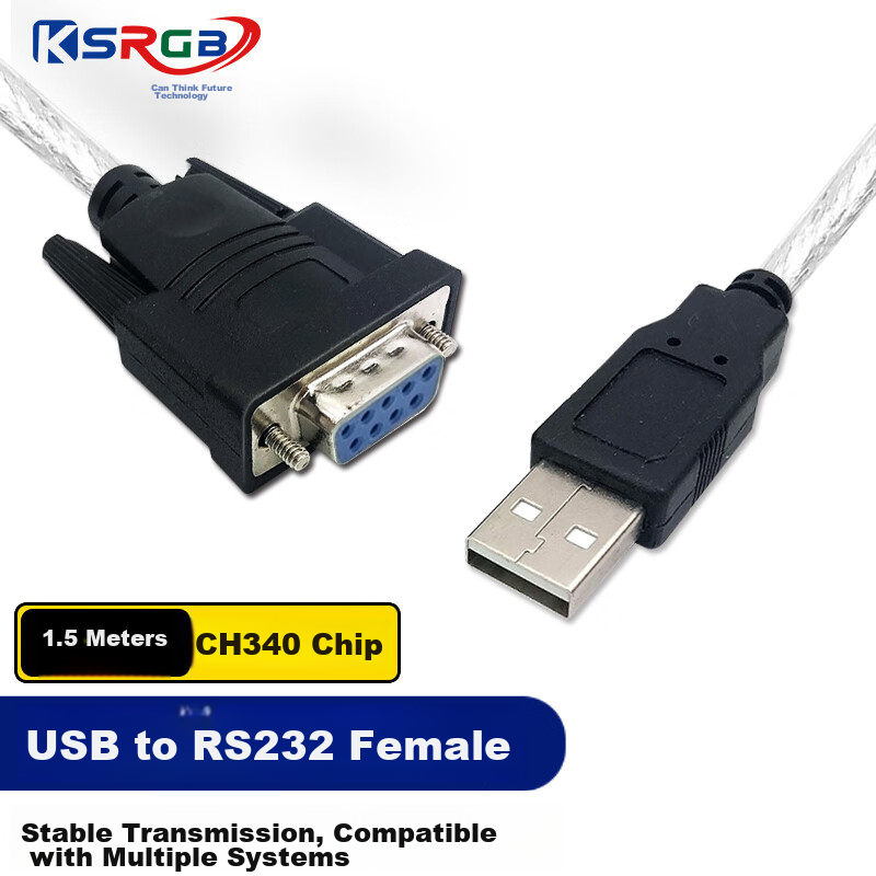 Kesai Future USB to RS232 Serial Cable, USB to DB9 Pin Adapter Cable, PLC Programming Device COM Port Debugging Cable (Female Connector 1.5 Meters 340) KS-D
