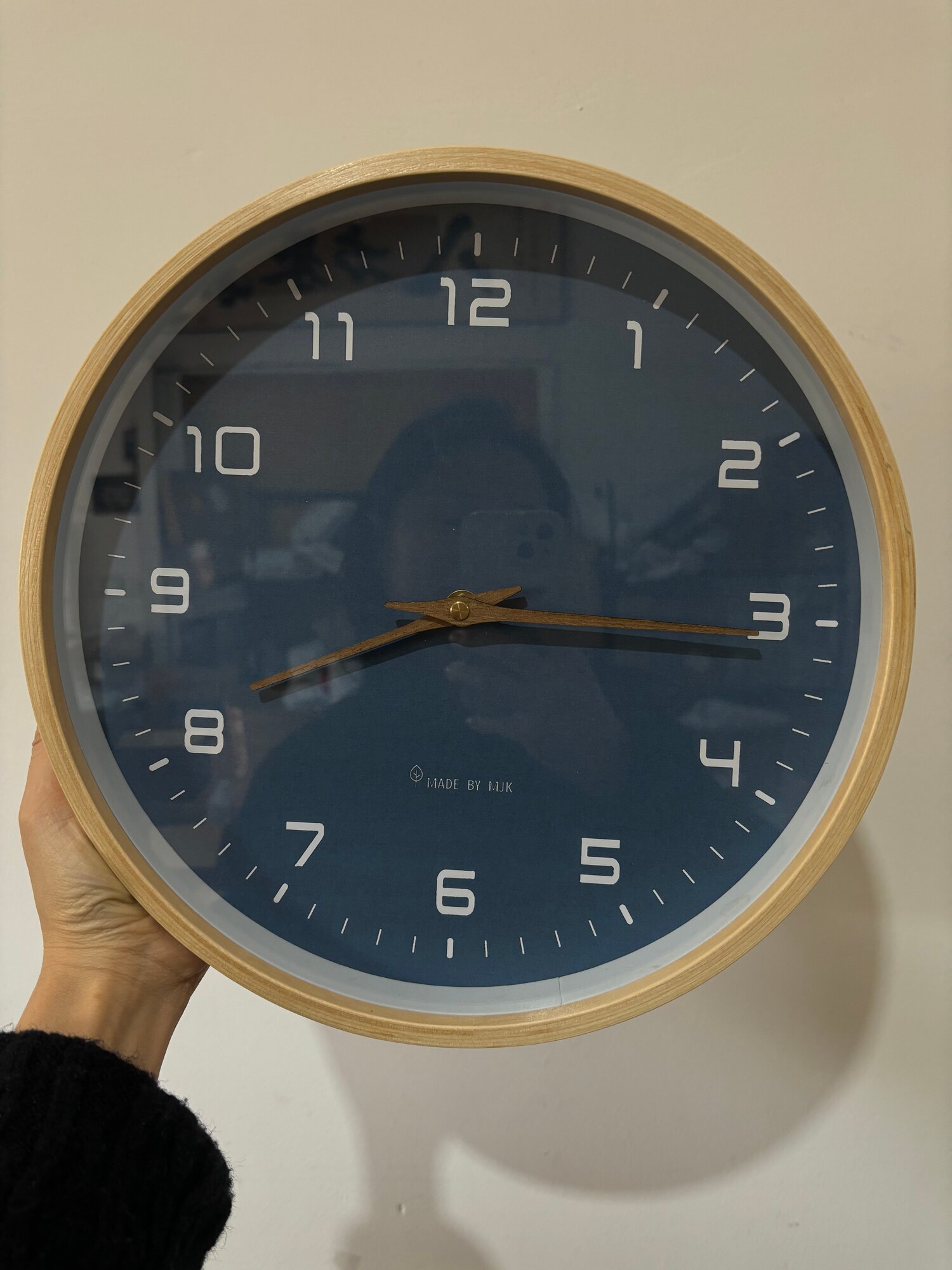 Настенные часы из дерева в скандинавском стиле, 12 дюймов, Темно-синий（Качественный продукт, стоит подождать）